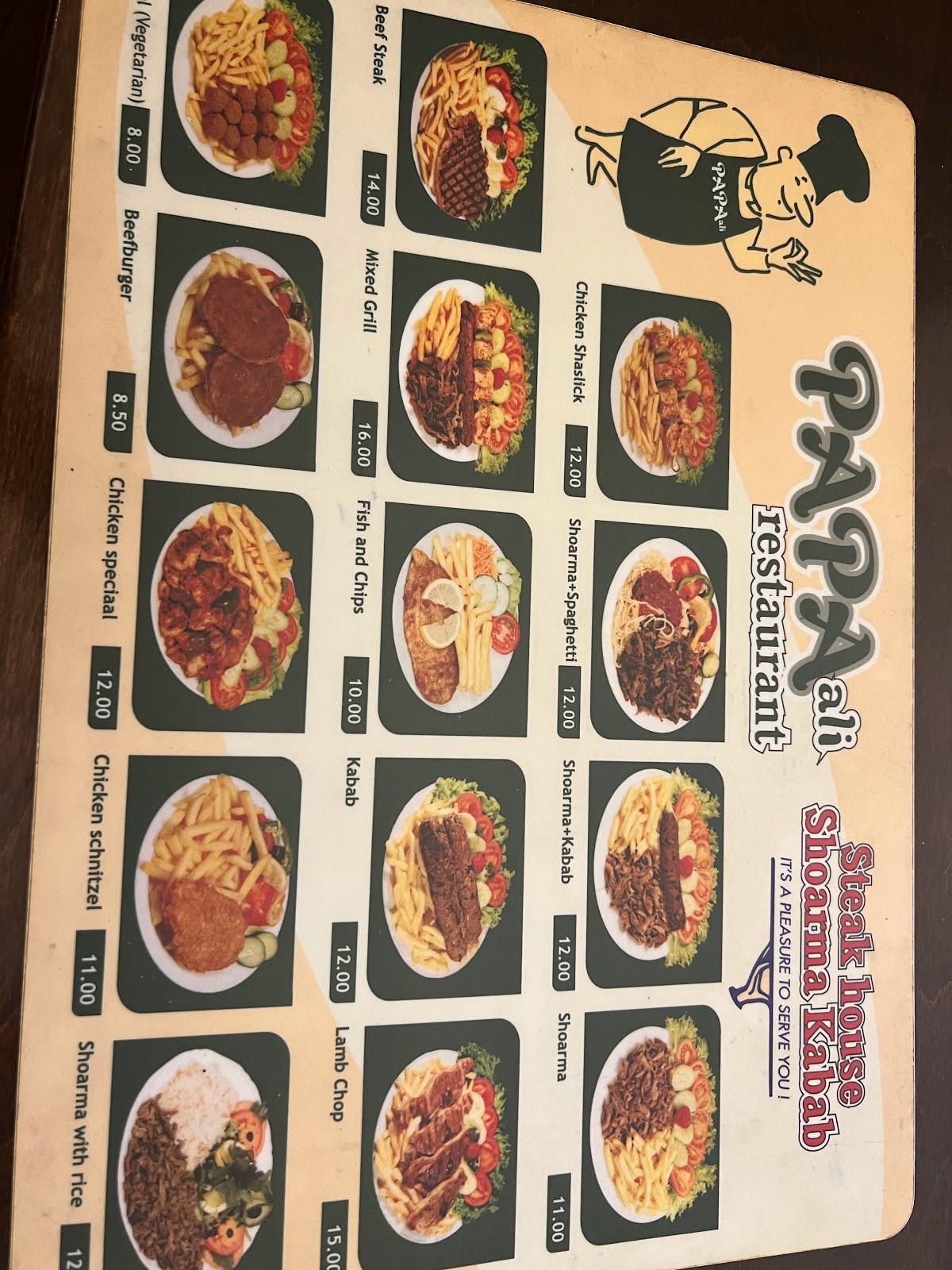 Menu at Papa Ali HALAL Steakhouse, Mix Grill Restaurant, Amsterdam