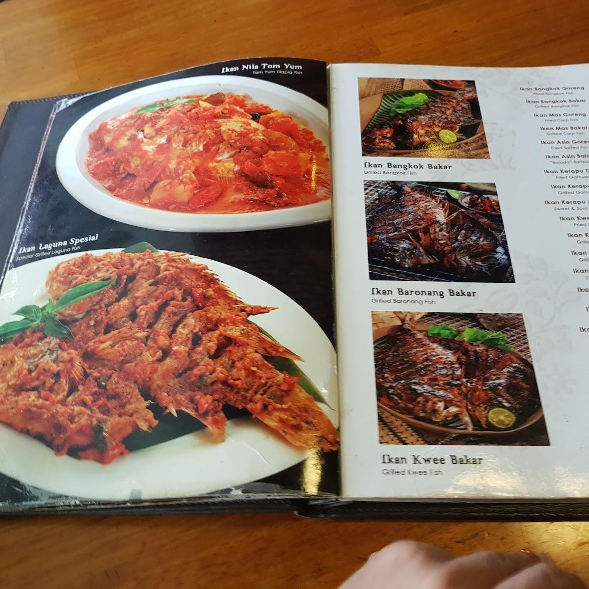 Menu at Pondok Laguna restaurant, Central Jakarta, Jl. Batu Tulis Raya ...