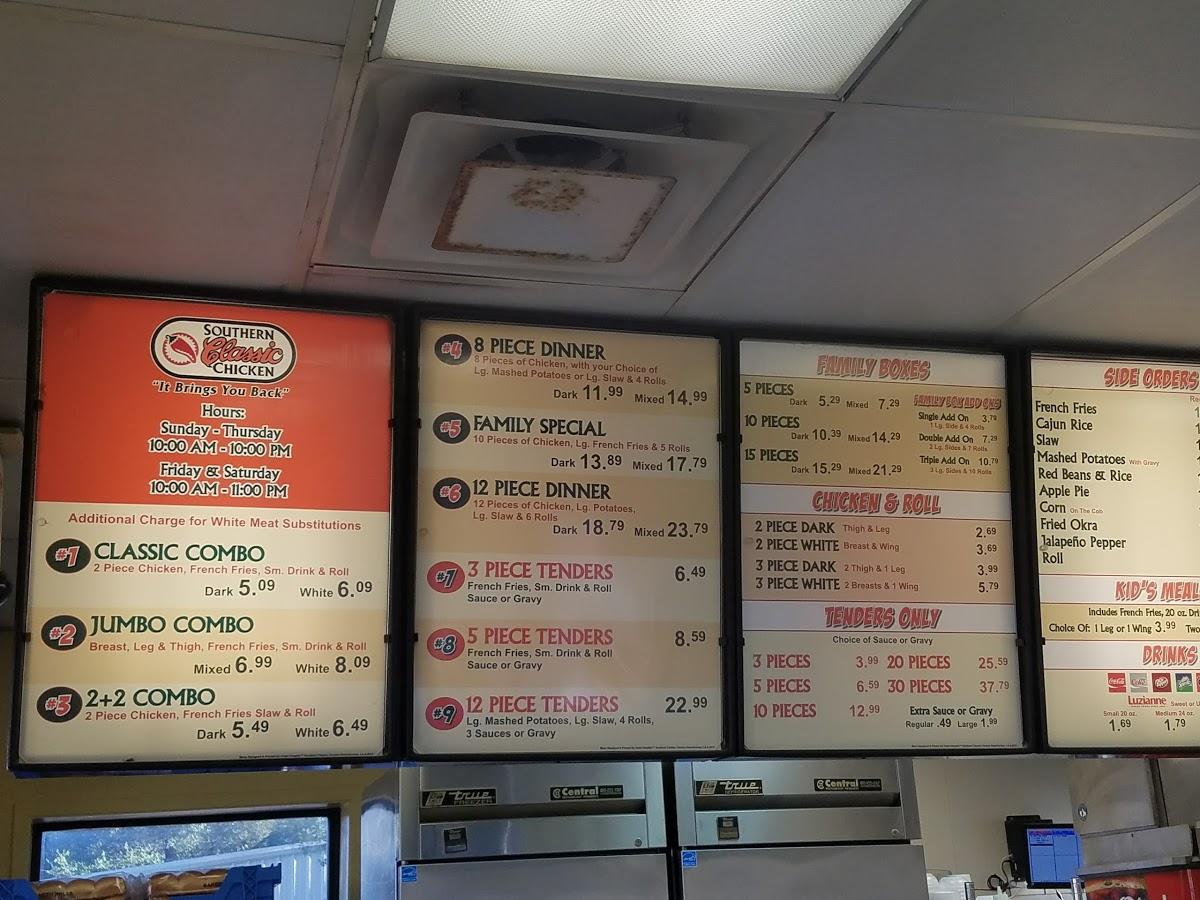 Carta del restaurante Southern Classic Chicken, Natchitoches