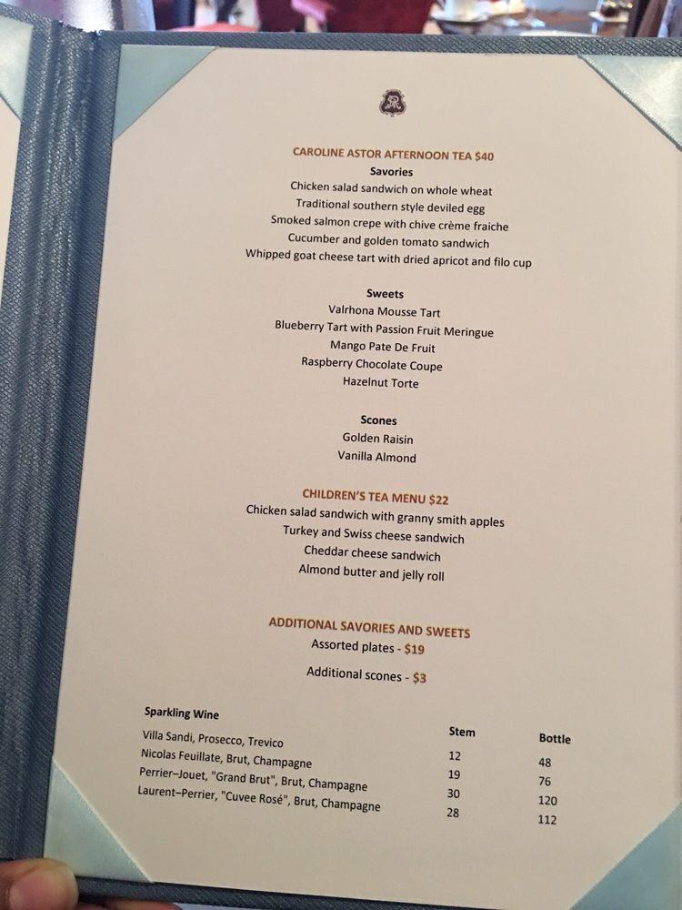 Menu at Astor Court restaurant, Atlanta
