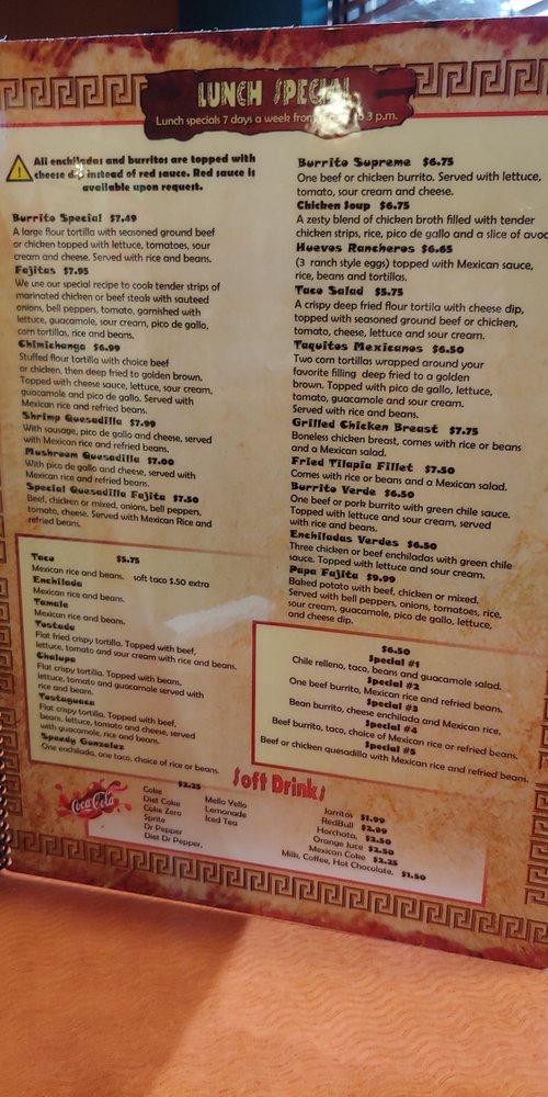 Menu at Mi Toro restaurant, Corinth, S Harper Rd