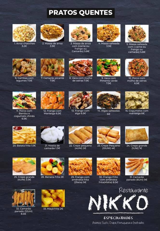 Menu em Restaurante NIKKO, Montijo, R. Vasco da Gama 274 A