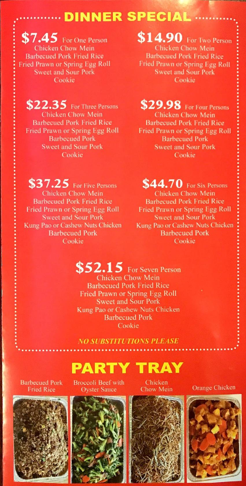 Menu at New Wing Fat Chinese Restaurant, San Mateo