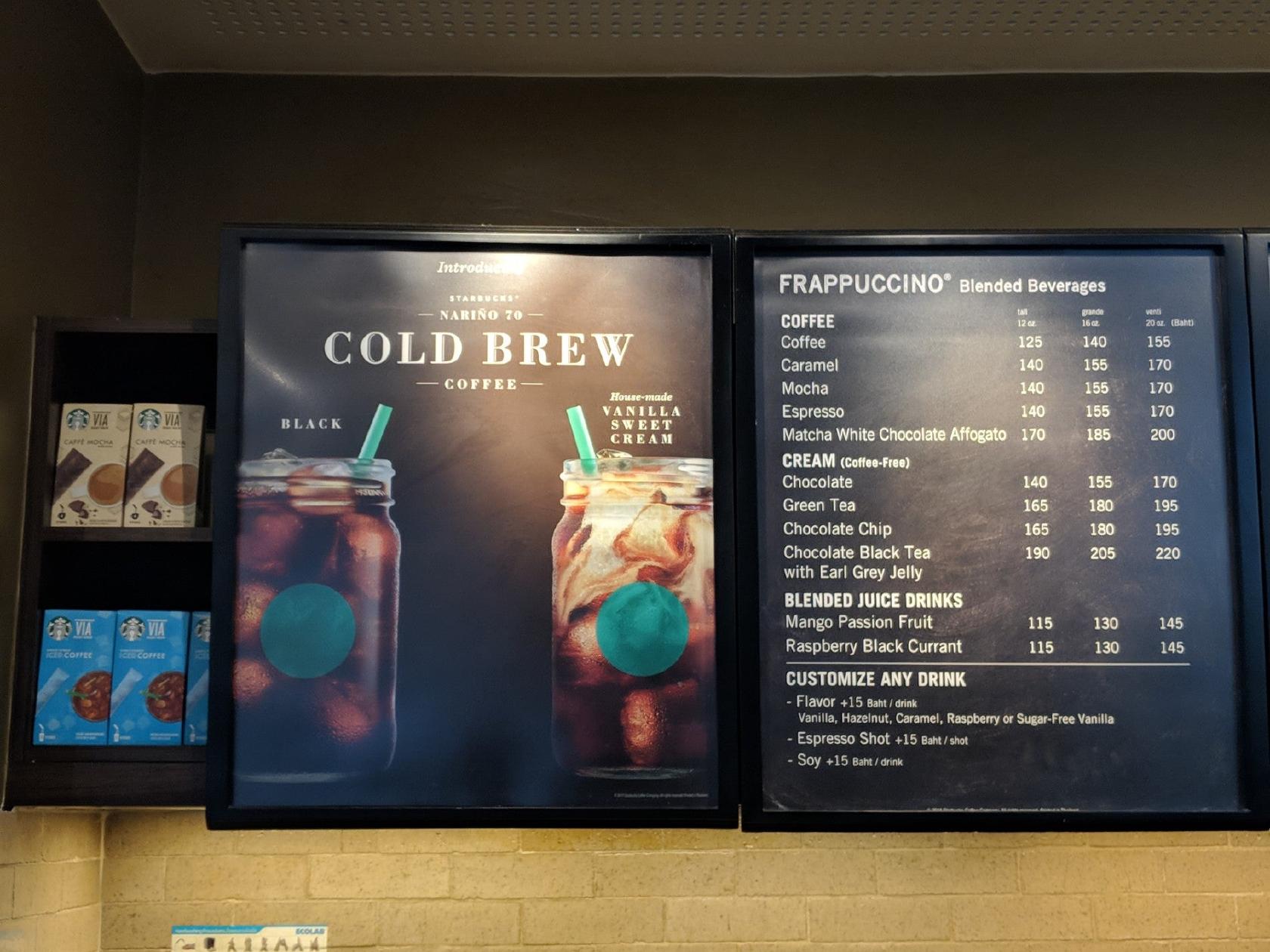 Menu at Starbucks, Bangkok, Sena Fest 524 Charoen Nakhon 14/1 Alley