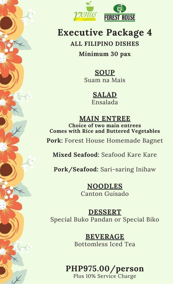 Menu at Venus Garden restaurant, Baguio, #28 Gulf View Loop Gulf View ...