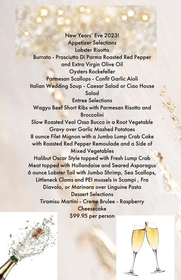 Menu at Ciao italian restaurant, Myrtle Beach