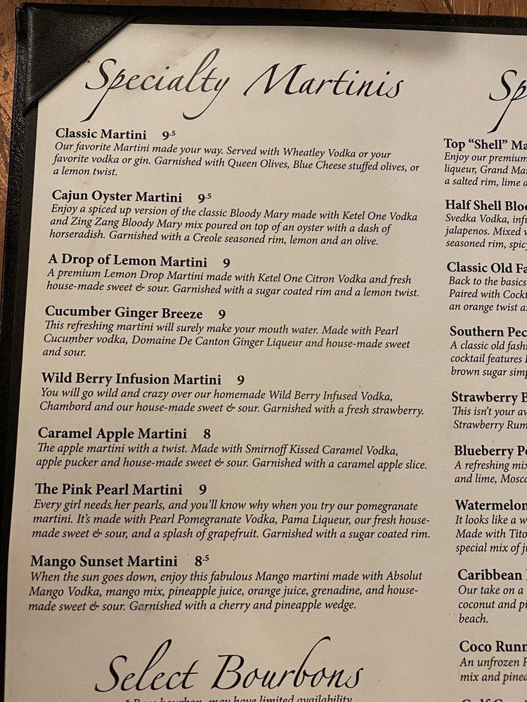 Menu at Half Shell Oyster House Birmingham restaurant, Birmingham