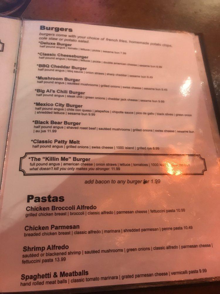 Menu at JT Hannah's Kitchen pub & bar, Pigeon Forge