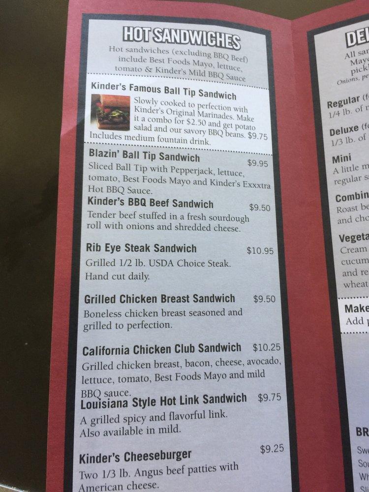 Menu at Kinder's Meats Deli BBQ & Catering, Pleasant Hill, Morello Ave