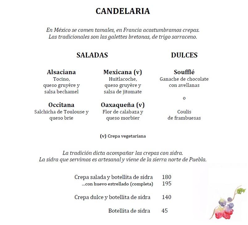 Carta del postres Patisserie Dominique, Ciudad del México