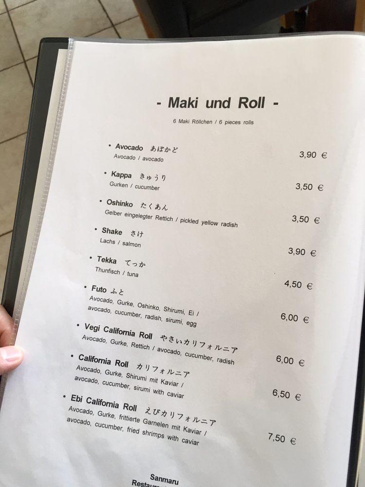 Speisekarte von Sanmaru Restaurant, Frankfurt am Main