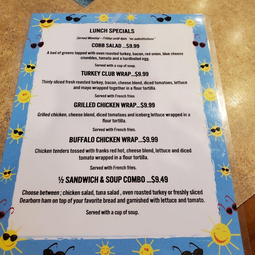 Menu at Apple Annie's restaurant, Roseville
