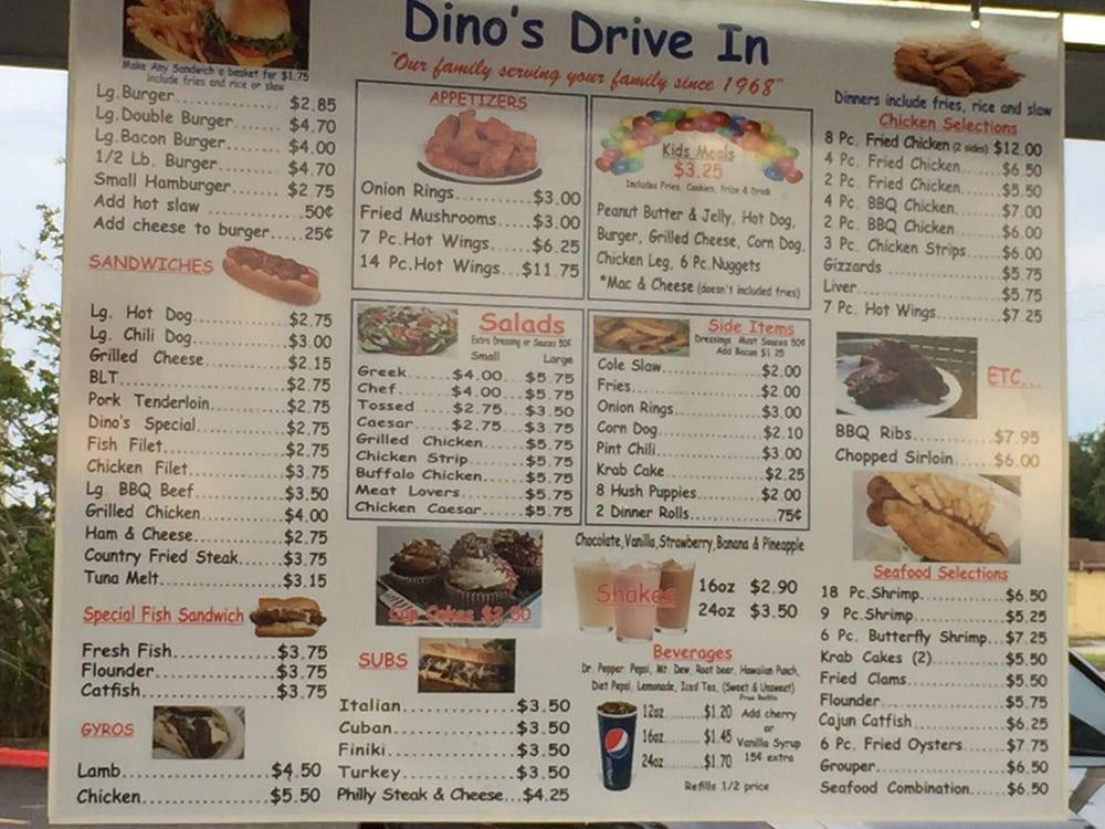 Menu at Dino's Drive-In BBQ, Winter Haven