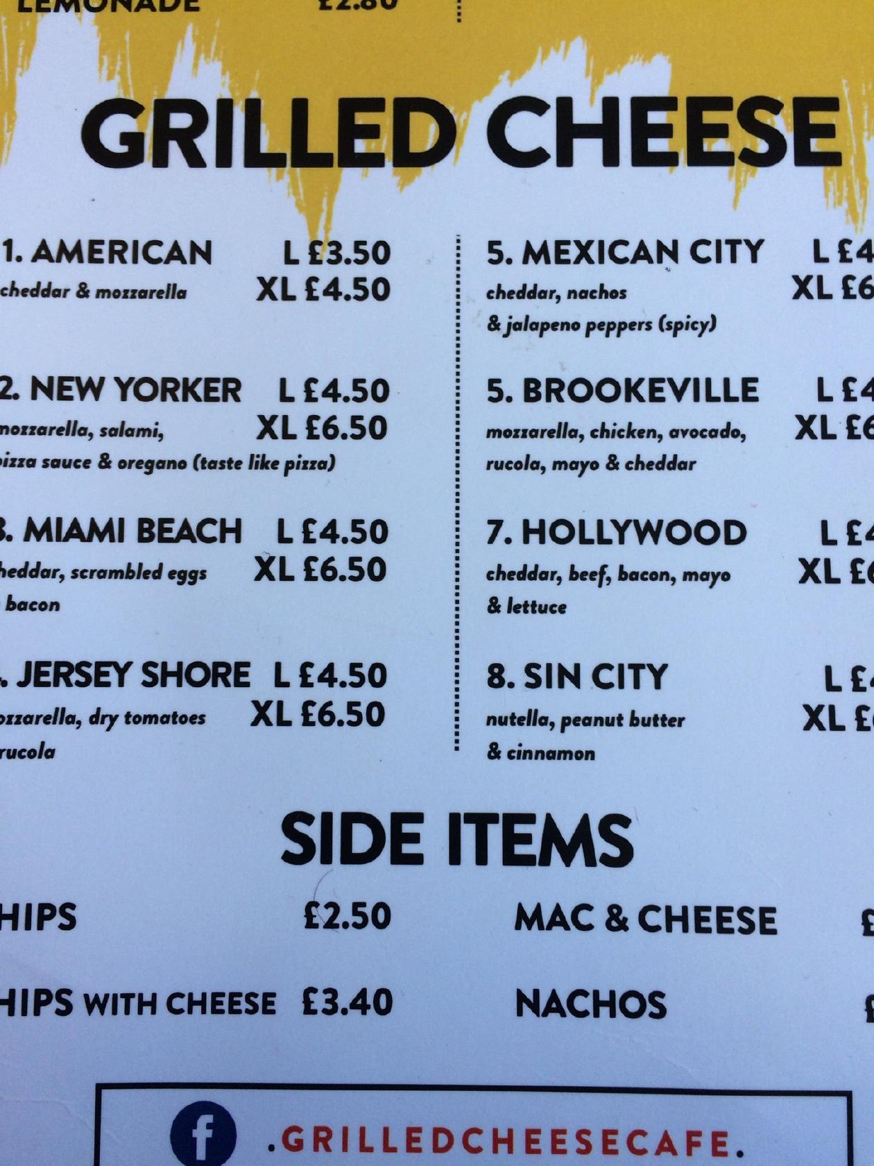 Menu at Grilled Cheese Cafe, Andover