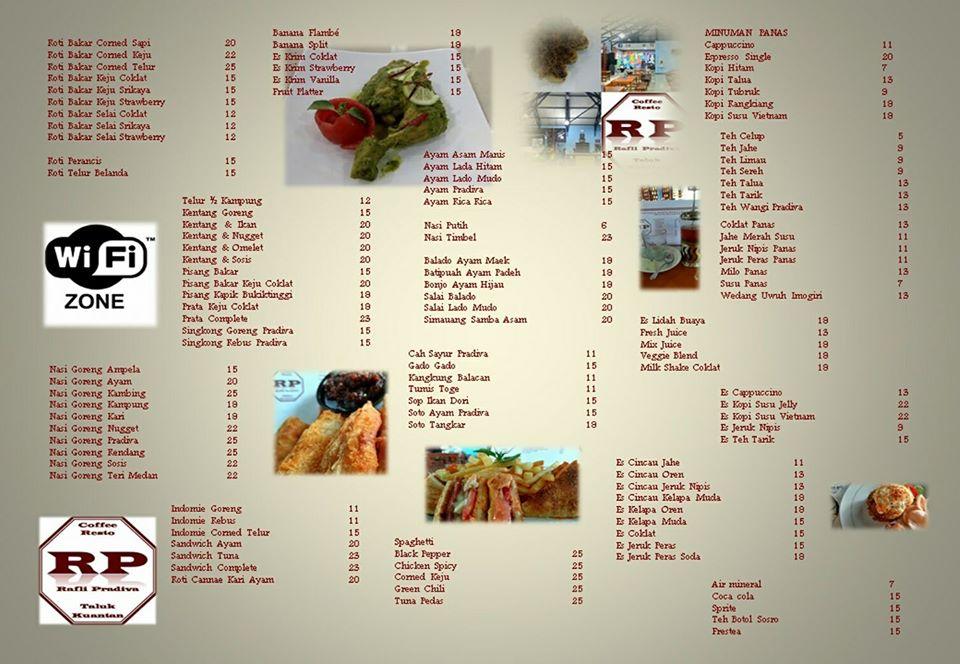 Menu at RP Coffee Resto Kuansing restaurant, Koto Taluk