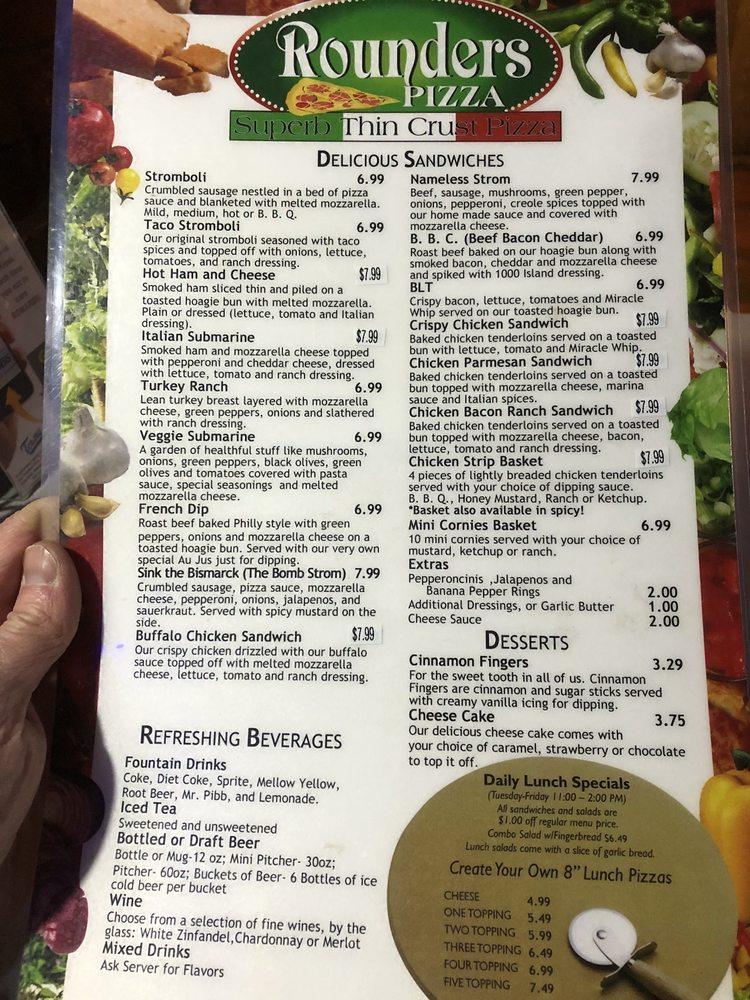 Menu at Rounders Pizza pizzeria, Evansville