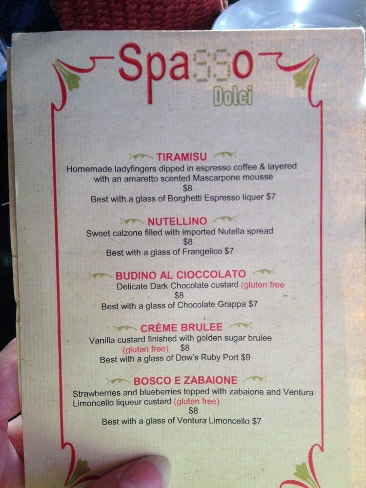 Menu at SPASSO Cucina Italiana pizzeria, Ventura