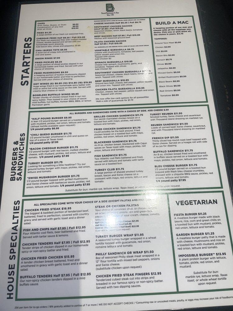 Menu at The Brook Restaurant and Bar, Tulsa, S Peoria Ave