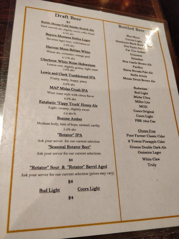 Menu at The Club Tavern & Grill, Bozeman, N 7th Ave