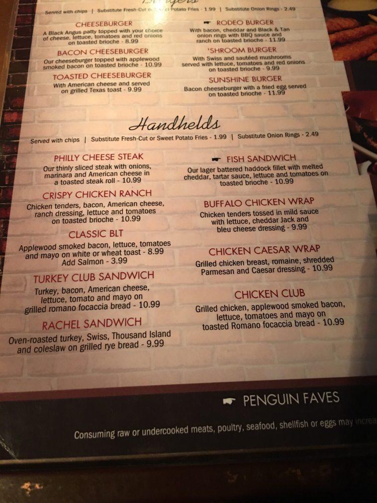 Menu at The Penguin Hotel pub & bar, USA