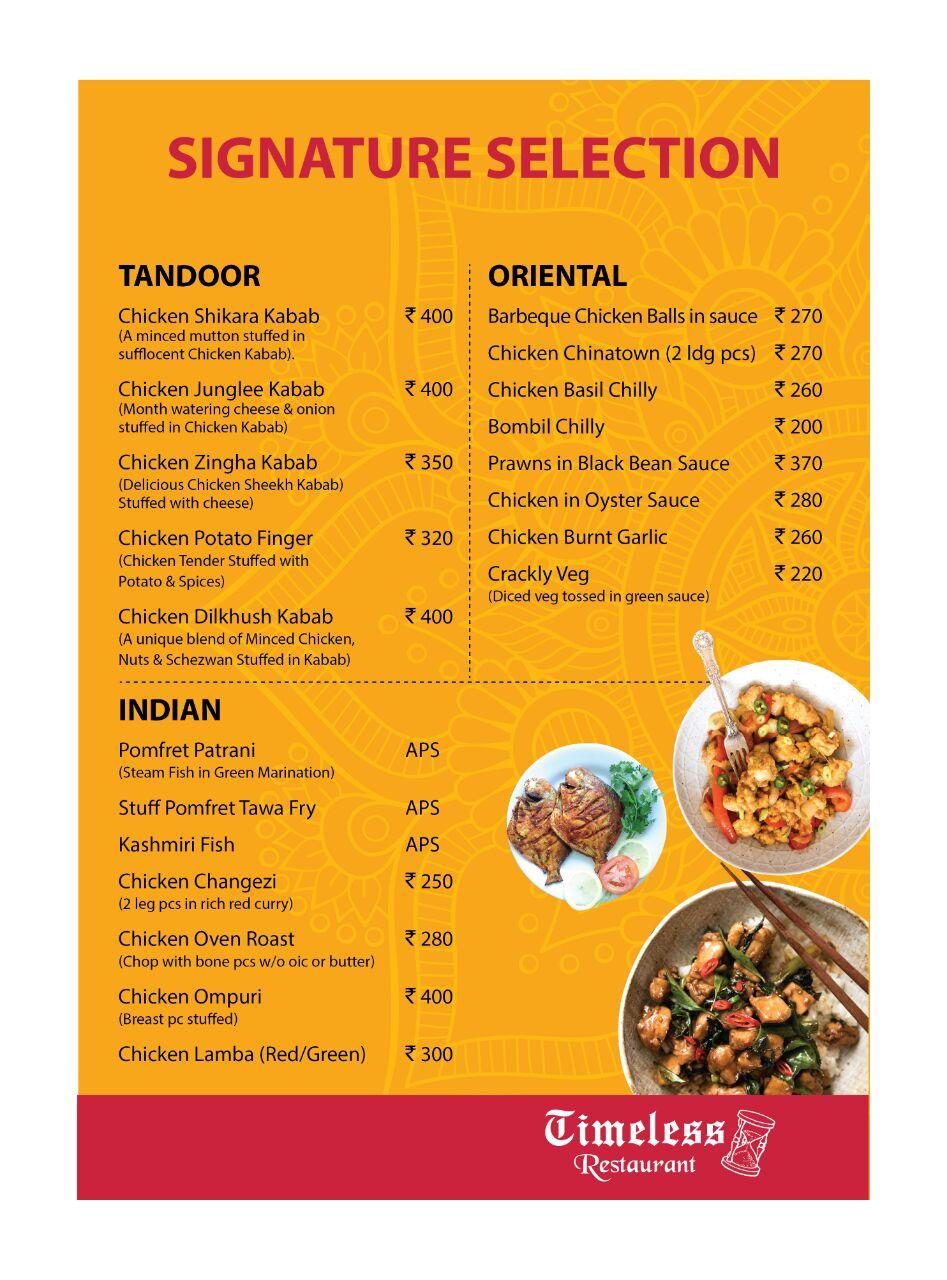 Menu at Timeless Fine Dine Restaurant Miraroad, Mira Bhayandar, Shree ...
