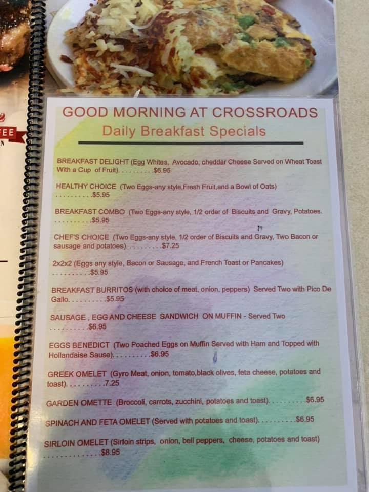 Menu at Crossroads Family Restaurant, Attica