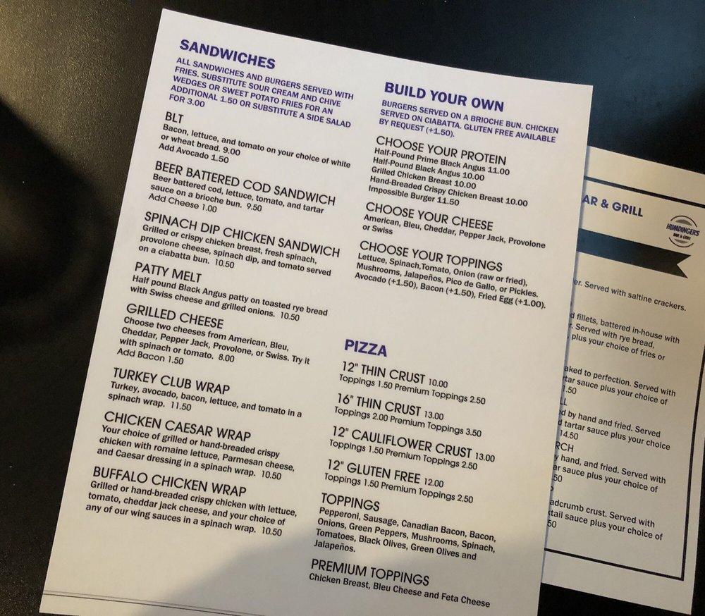 Menu at Humdinger’s Bar & Grill, Merton