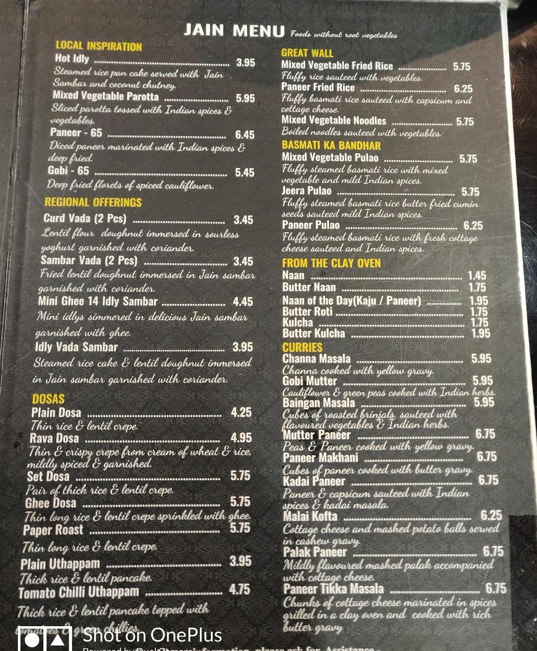 Menu at Saravanaa Bhavan East Ham restaurant, London, 300 High St N