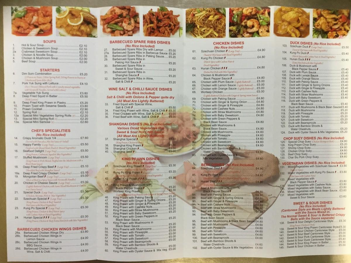 Menu at Cantonese Express fast food, Walsall