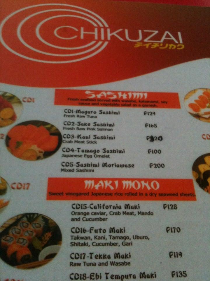 Menu at Chikuzai Japanese Dishes restaurant, City of Balanga, MGGM+874