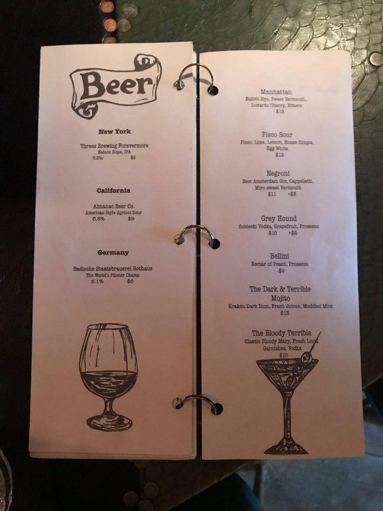 Menu at Early Terrible pub & bar, Woodstock