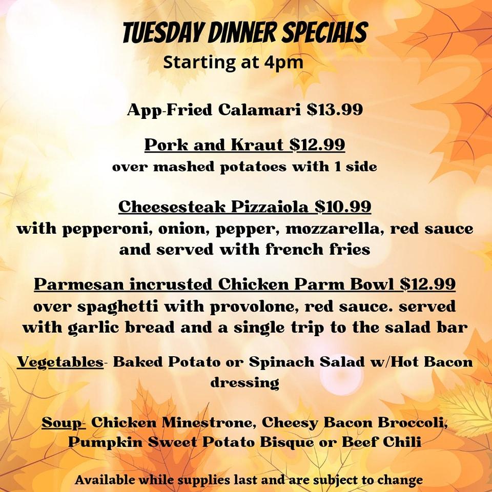 Menu at Energy Station restaurant, Harleysville