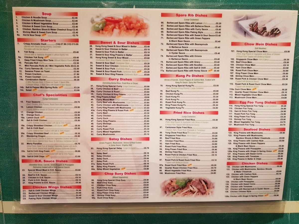 Menu at Hong Kong Delight Chinese take away fast food, Willenhall, 628 ...