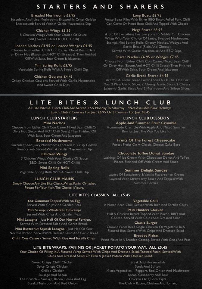 Menu at Jubilee Inn pub & bar, Studley