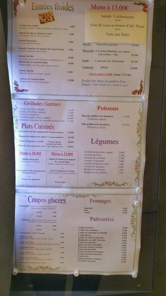 Menu at L'eau Vive cafe, Marseille
