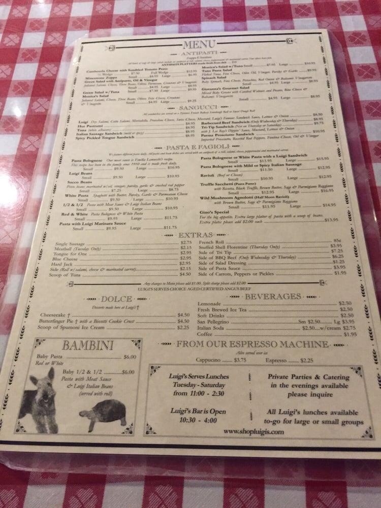Menu at Luigi's Restaurant and Delicatessen, Bakersfield