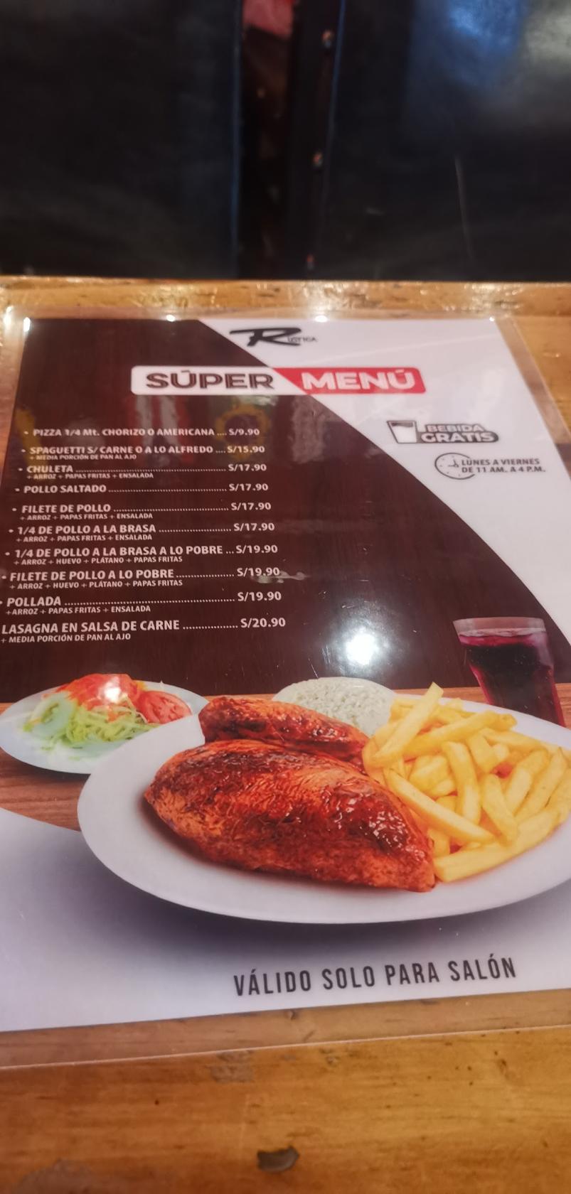 Carta del restaurante Rústica, Lima, CARRETERA CENTRAL 111 MALL ...