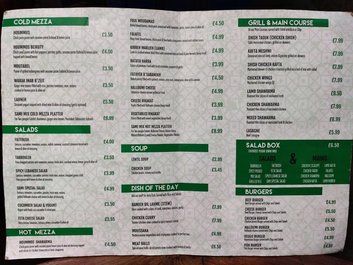 Menu at Sami Lebanese Deli (Lebanese/Mediterranean/Falafel) restaurant ...