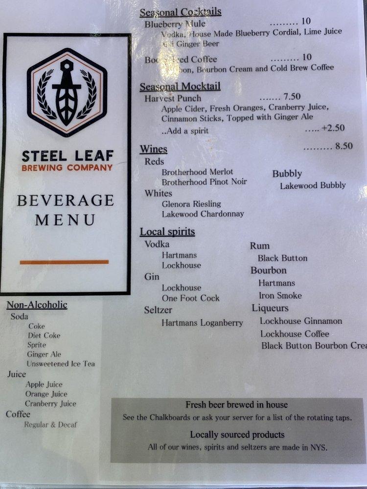 Menu at Steel Leaf Brewing, Bowmansville