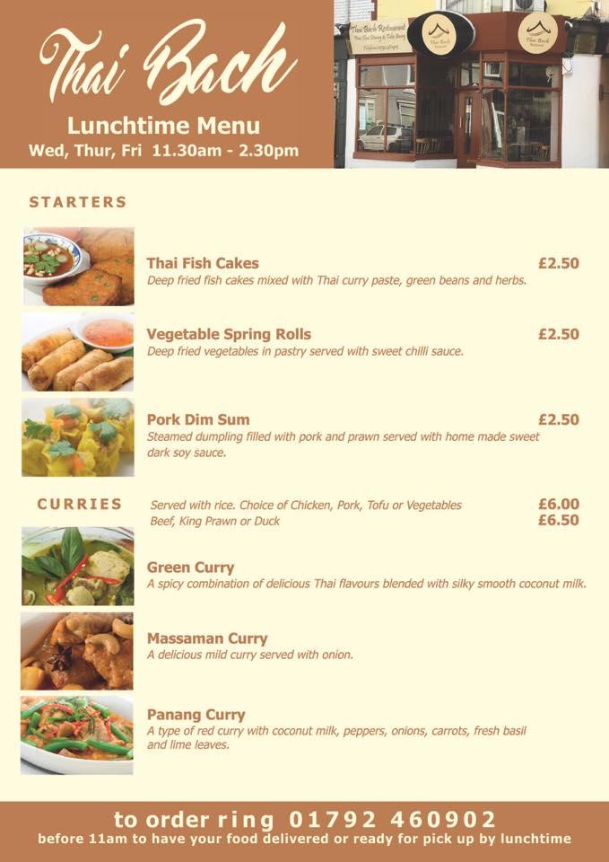 Menu at Thai Bach Restaurant, Swansea