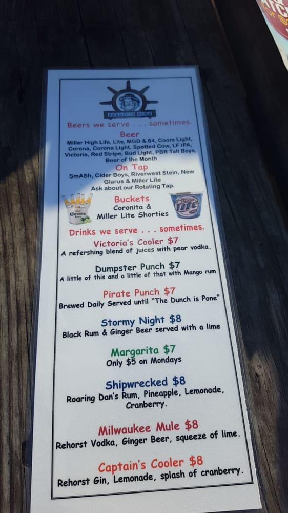 Menu at Barnacle Bud's, Milwaukee
