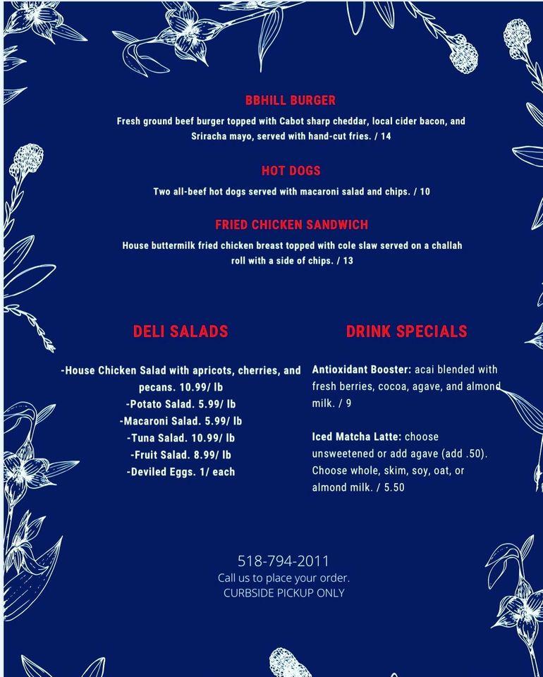 Menu at Blueberry Hill Market Cafe, New Lebanon, 515 US-20