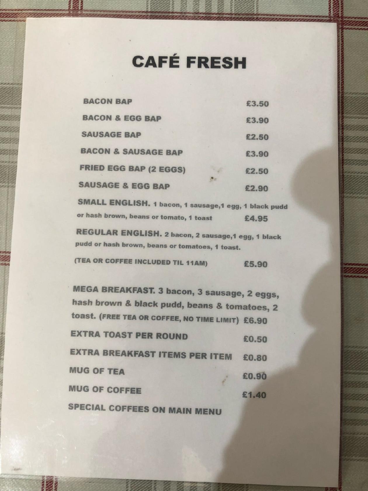Menu at Cafe Fresh, Helsby, Chester Rd