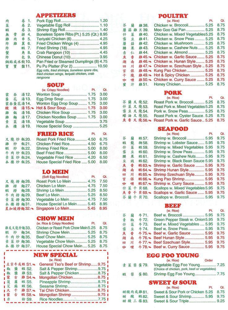 Menu at Fortune House Restaurant, Signal Mountain