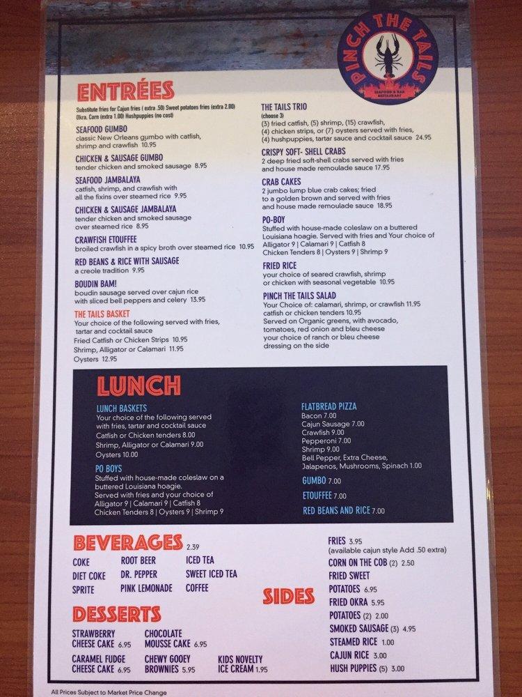 Menu at Pinch The Tails pub & bar, Dallas