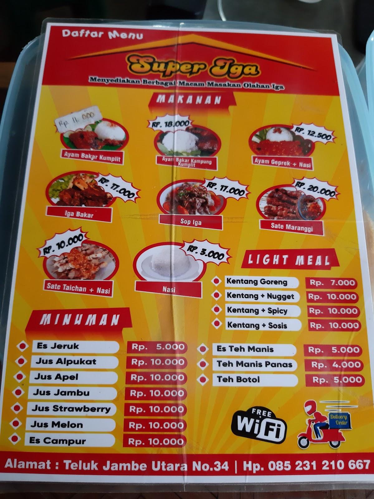 Menu at SUPER IGA Teluk Jambe cafe, Jatiwangi