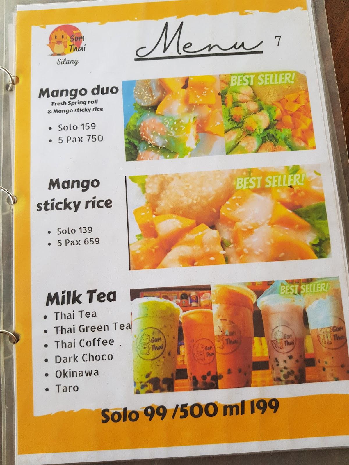 Menu at Som Thai Silang restaurant, Silang