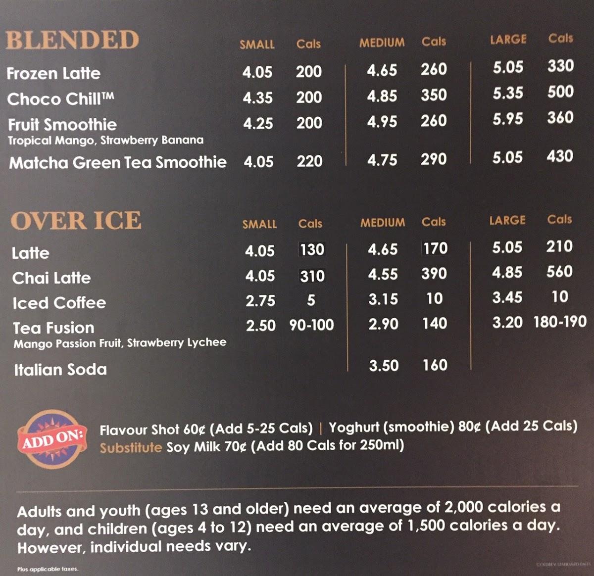 Menu at Timothy's World Coffee restaurant, Edmonton, 9777 102 Ave NW
