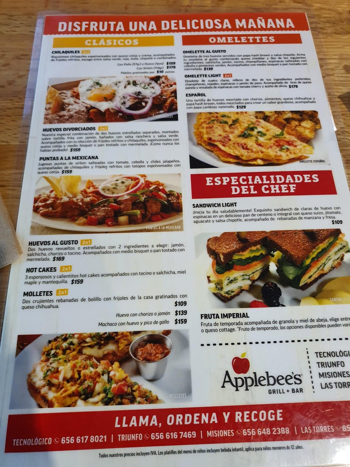 Carta del restaurante Applebee's, Ciudad Juarez, Boulevard Teófilo ...