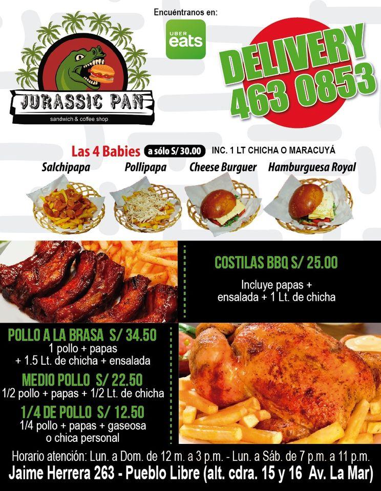 Menu at Jurassic Pan restaurant, Pueblo Libre, Av Antonio José de Sucre 222